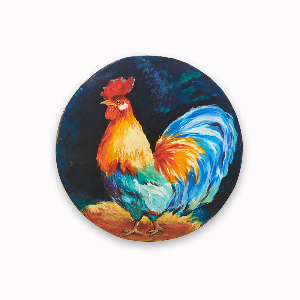Royal rooster in acrylic art form on wood - Parodarsh