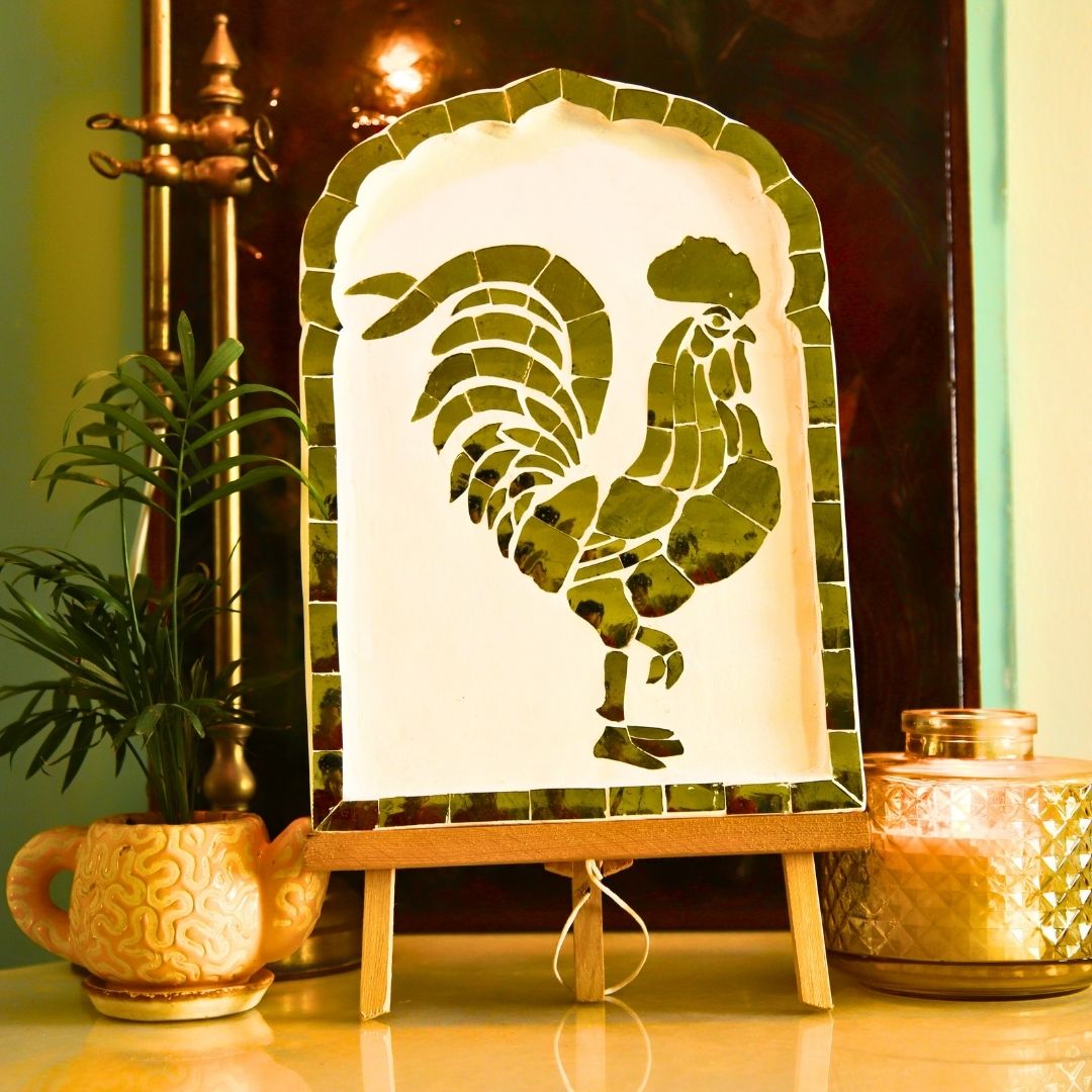 Proud Rooster in traditional Thikri art - Parodarsh