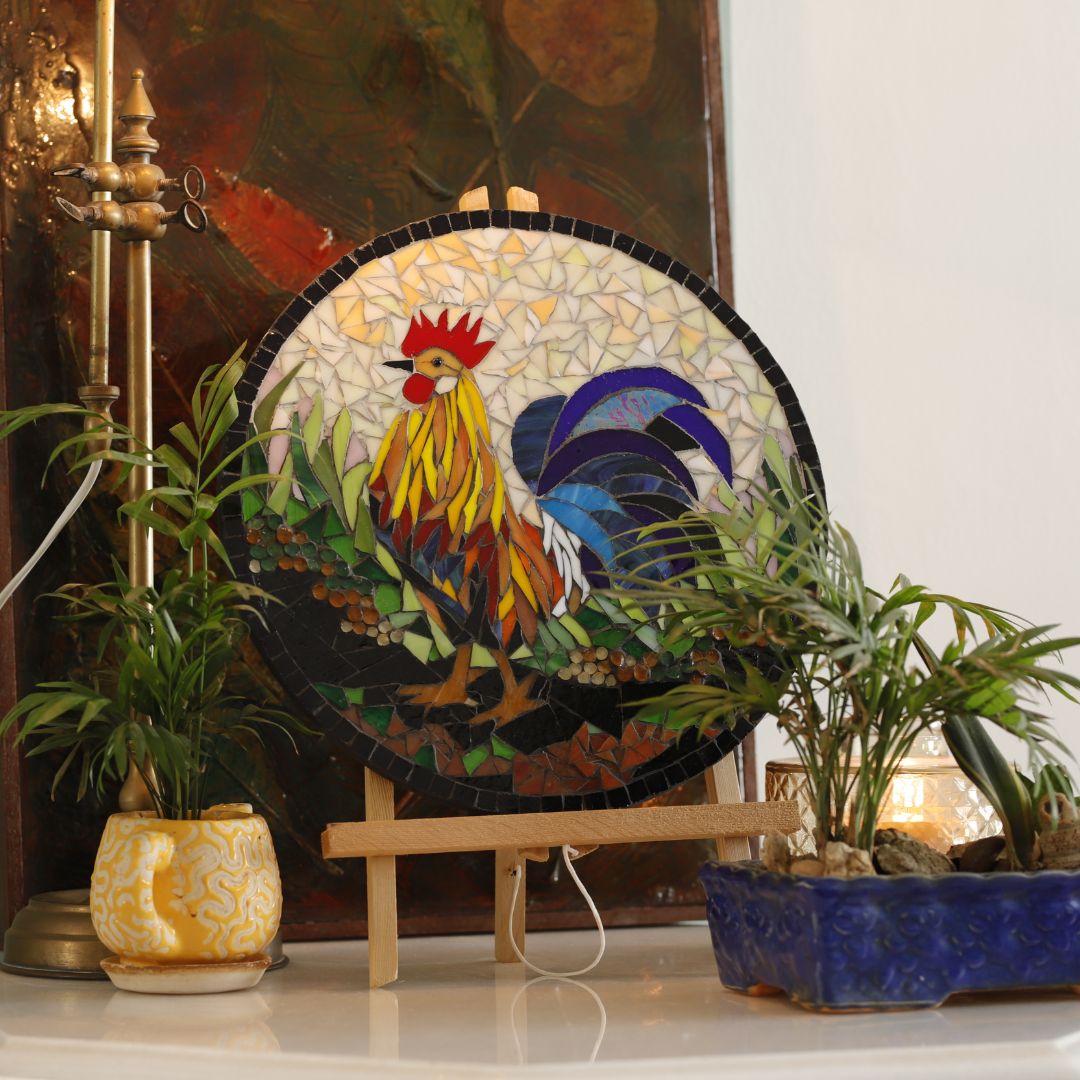 Rooster Stained Glass Pattern | Mosaic Rooster - Parodarsh