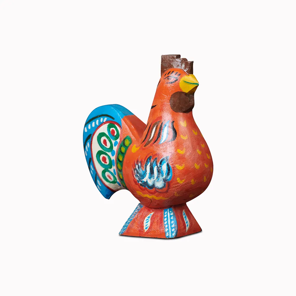 Hand carved wooden rooster in Swedish Rooster motif - Parodarsh