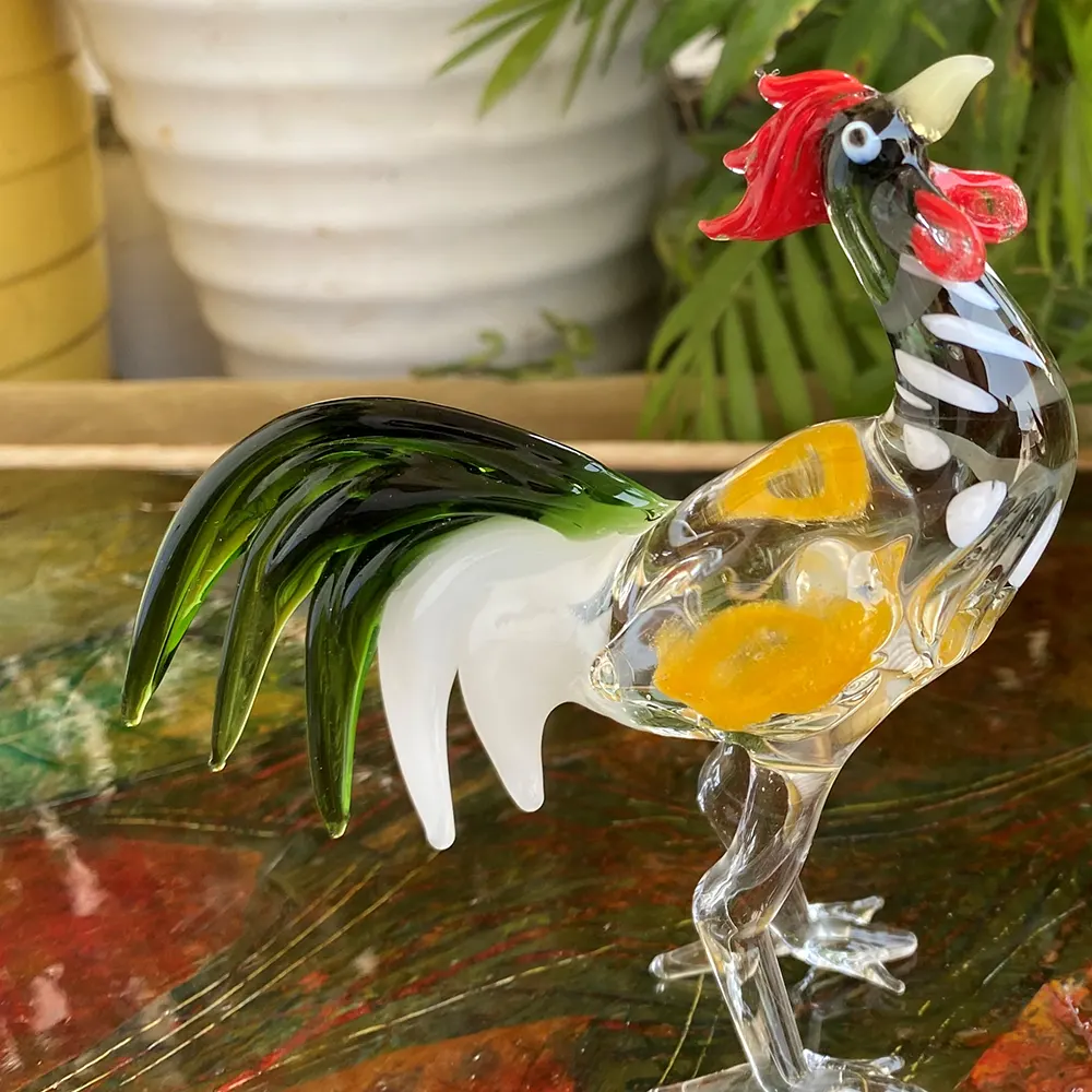 Hand Blown Glass Roosters