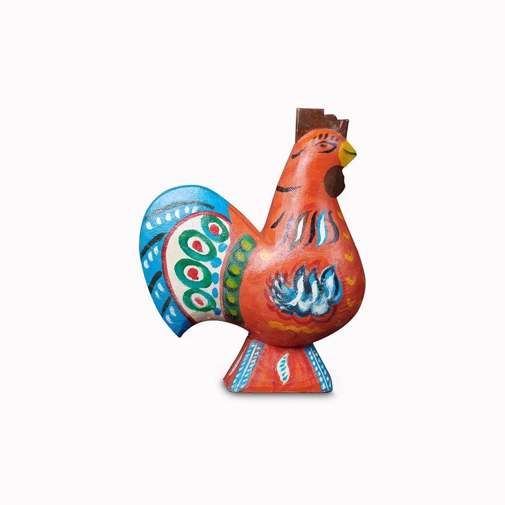 Hand carved wooden rooster in Swedish Rooster motif - Parodarsh