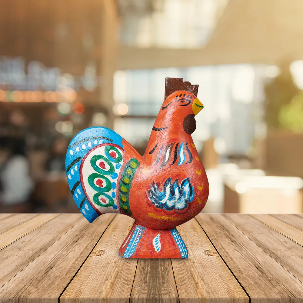 Hand carved wooden rooster in Swedish Rooster motif - Parodarsh