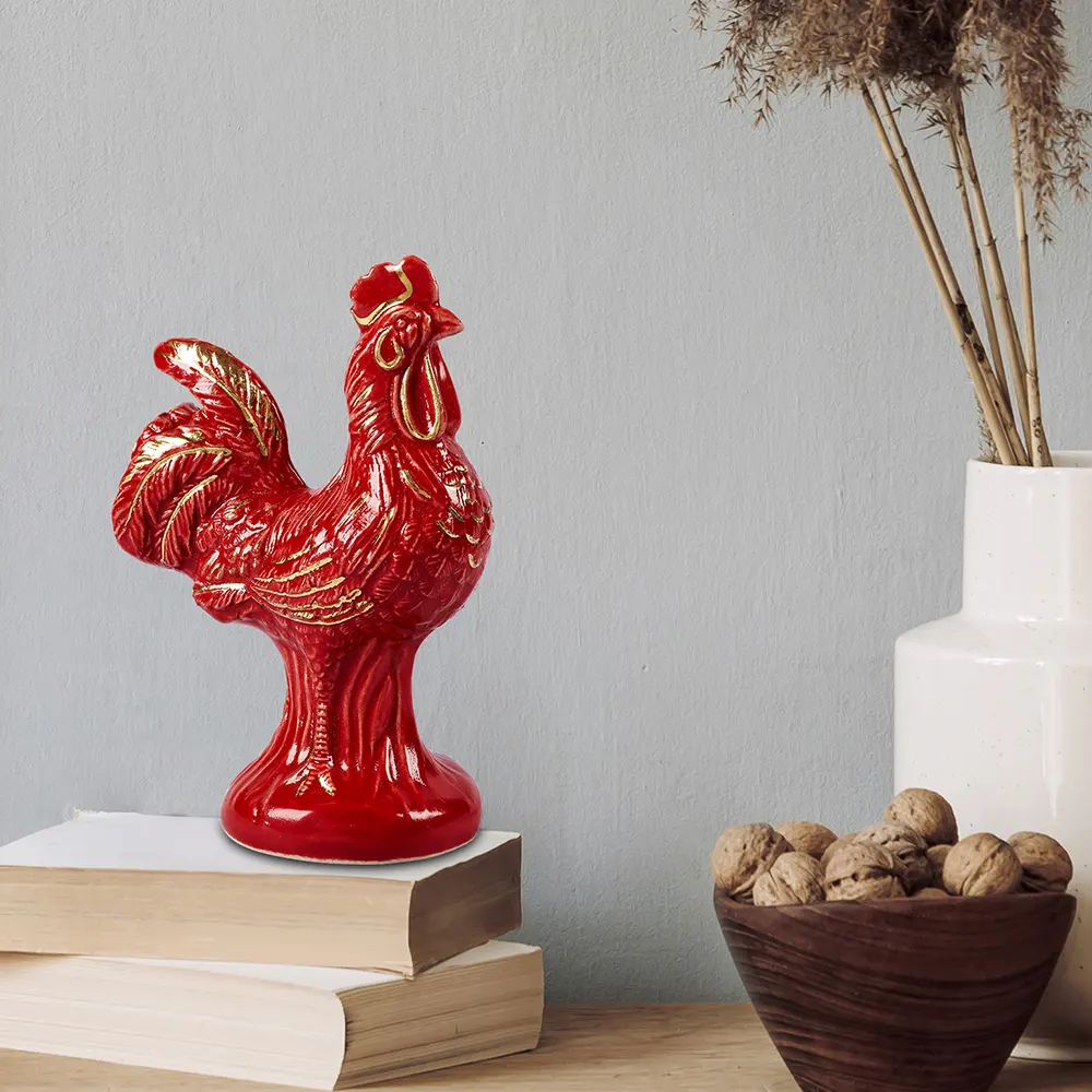Small but majestic hand crafted red ceramic rooster – the perfect ...