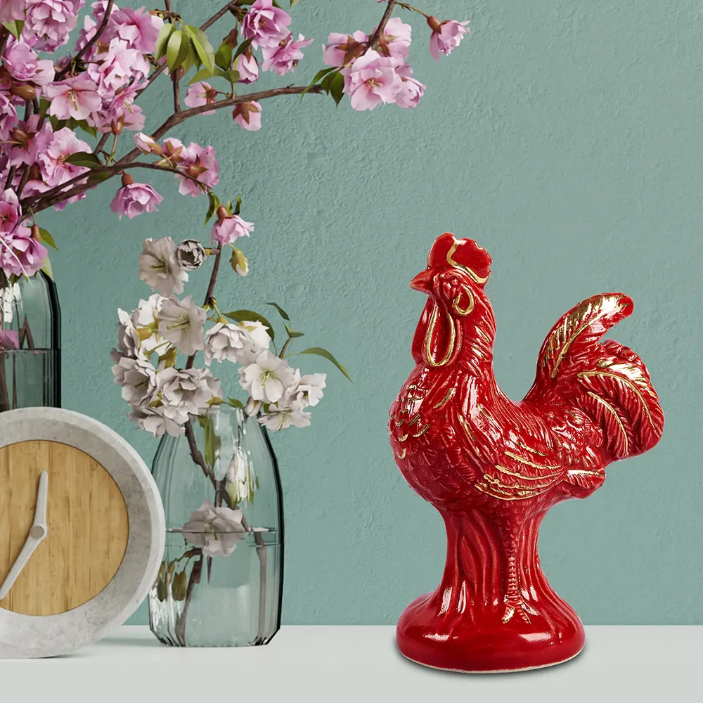Small but majestic hand crafted red ceramic rooster – the perfect ...
