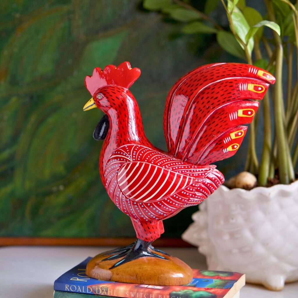 Rooster Painting On Wood | Rooster Wood Carving | Wooden Rooster ...