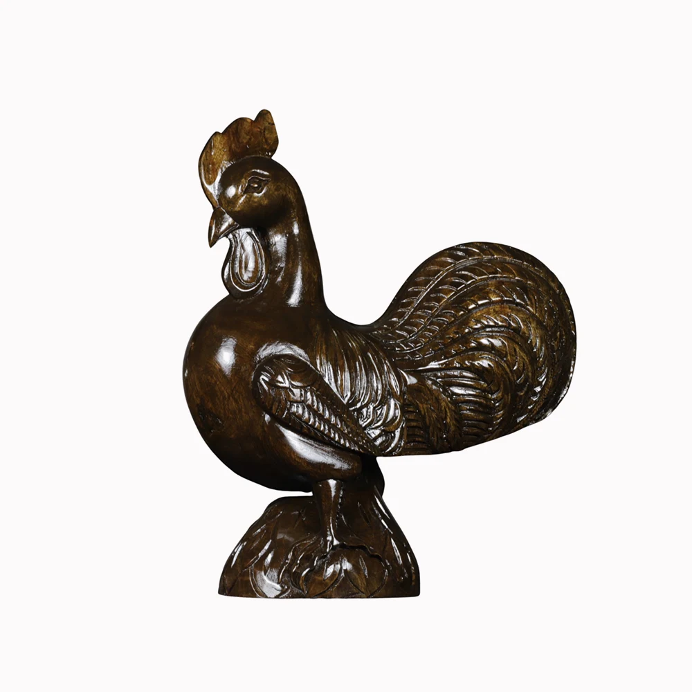 Hand carved wooden rooster in real wood - Parodarsh
